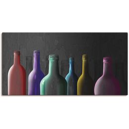 Leinwandbild Artland "Bunte Glasflaschen" Bilder Gr. B/H: 150 cm x 75 cm, Getränke, 1 St., bunt Leinwandbilder