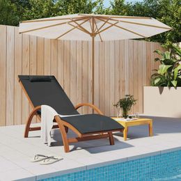 Sonnenliege，Liegestuhl，Gartenliege mit Kissen Grau Textilene und Massivholz Pappel VEIN413516 MAISONCHIC