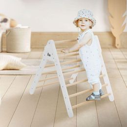 Kletterdreieck für Kinder, 73x72x70 cm, Weiß, aus Holz, Klettergerüst für Baby ab 1 Jahr, Pikler Dreieck, Montessori Spielzeug, Kletterleiter