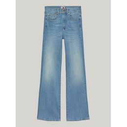 Weite Jeans Tommy Jeans CURVE "CRV SYLVIA HGH FLR BH1211" Gr. 40, Länge 32, blau (denim light) Damen Jeans Weite