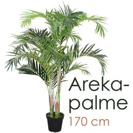 Künstliche Palme groß Kunstpalme Kunstpflanze Palme künstlich wie echt Plastikpflanze Arekapalme 170 cm hoch Balkon Dekoration Deko Decovego