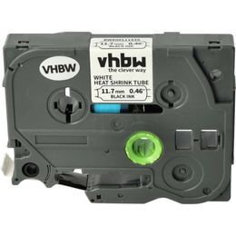 vhbw - Schriftband-Kassette kompatibel mit Brother P-Touch PT-9800PCN Etiketten-Drucker 11,7mm Schwarz auf Weiß, Schrumpfschlauch-Kassette, 11,7 mm