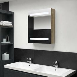 LED-Bad-Spiegelschrank, Badschrank mit Spiegel, Badezimmerschrank Eichen-Optik 50x14x60 cm KLI97860 MAISONCHIC