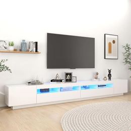 MAISONCHIC - TV-Schrank TV-Lowboard Fernsehschrank mit LED-Leuchten Weiß 300x35x40 cm BRYJ536232