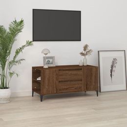 TV-Schrank, TV-Lowboard, tv Möbel, Fernsehschrank Moderner Stil Braun Eichen-Optik 102x44,5x50 cm Holzwerkstoff NMKS43443 MAISONCHIC