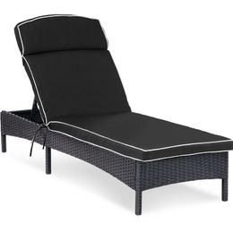 Uniprodo Sonnenliege Gartenliege Relaxliege Strandliege schwarz Stahlrahmen Rattan