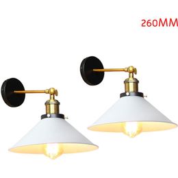 2 Stück Wandleuchte im Vintage-Stil, Industri 240° Verstellbare Wandlampe, Wandstrahler Licht mit Ø26cm Lampenschirm für Wohnzimmer Schlafzimmer