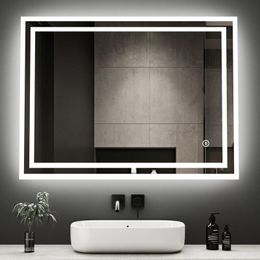 Boromal - spiegel bad mit beleuchtung touch 60x80cm 80x60cm badezimmerspiegel badspiegel led 3 Fach wandschalter warmweiß