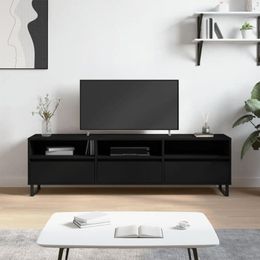 TV-Schrank, TV-Lowboard, tv Möbel, Fernsehschrank Moderner Stil Schwarz 150x30x44,5 cm Holzwerkstoff NMKS43876 MAISONCHIC