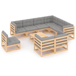 MAISONCHIC - 10-tlg. Garten-Lounge-Set Gartenmöbel-Set Terrassen-Sitzgruppe mit Kissen Kiefer Massivholz ZDEH72218