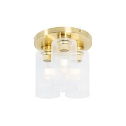 Qazqa Art-Deco-Deckenleuchte Gold mit Glas 3-flammig - Laura - Gold