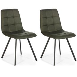 Vs Venta-stock - 2er-Set Mila-Esszimmerstühle, gepolstert mit grünem Stoff, SGS-zertifiziert, 58 x 45 x 86 cm - grün