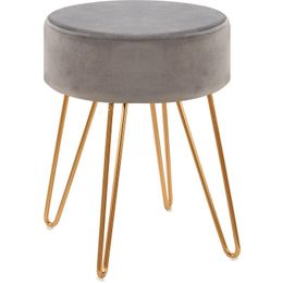 Sitzhocker Hocker Rund Farbauswahl Schemel elegantes Design Metallbeine Duhome 9111/Grau, Samt/DH0861 - Grau, Samt