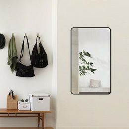 Badspiegel Ganzkörperspiegel Schwarze Standspiegel 60x100 Spiegel Groß mit Metallrahmen für Badezimmer Waschzimmer Schlafzimmer Wohnzimmer - Boromal