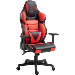 Gaming Stuhl Chair Racing Chefsessel mit Sportsitz und ergonomsichen 4D-Armlehnen, Schwarz / Rot ohne Fußstütze