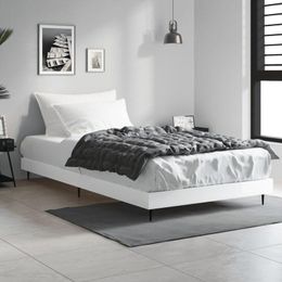 Bettgestell, Einzelbett, Bettrahmen, Schlafzimmerbett Hochglanz-Weiß 100x200 cm Holzwerkstoff LLLA804252 MAISONCHIC