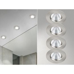 Trio Leuchten - Runder led Einbaustrahler Decke 4er Set dimmbar in Silber matt, IP65