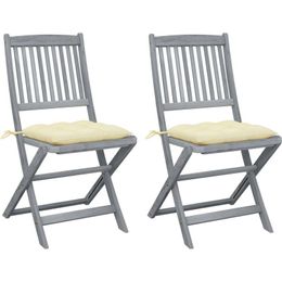 MAISONCHIC - Klappbare 2 Stk.Gartenstühle Relax-Sessel,Gartenmöbel mit Kissen Massivholz Akazie -43900