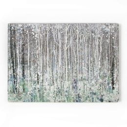Wald in Aquarell - Leinwandbild - Grau/Grün - 100x70 cm - Grau - Art for the home