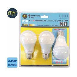 Edm Pack 3 Standard-LED-Lampe Leistung: 10 w Kappe: E27 Lichtart: kalt 6400 k