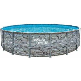 Summer Waves - Stahlrahmen Aufstellpool Elite Frame Steinoptik rund Grau 549x549x132 cm