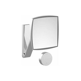 KEUCO Wand-Kosmetikspiegel iLookMove, mit Schwenkarm, Variabler LED-Beleuchtung, 5-facher Vergrößerung, Unterputz-Kabelführung, 20x20cm, eckig, Chrom,