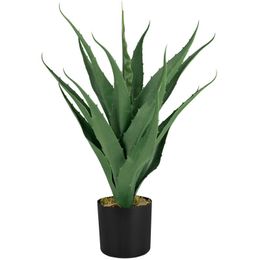 Aloe Vera Pflanze Kunstpflanze Kunstbaum Künstliche Plastik Pflanze im Topf Künstlich Kunst Sukkulente Pflanze Innendekoration Deko 55 cm Decovego