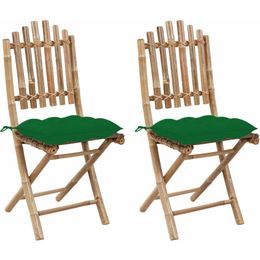 MAISONCHIC 2 Stk.Klappbare Gartenstühle,Gartensessel mit Kissen Bambus -42739