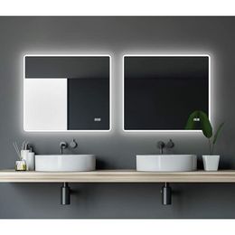 Talos Sun Badspiegel mit Beleuchtung � led Badezimmerspiegel 80x70 cm � Wandspiegel mit led Lichtumrahmung � Spiegel mit Lichtfarbe neutralwei� �