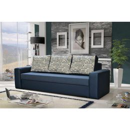 Sofa Designersofa leeds 3-Sitzer mit Schlaffunktion Blau