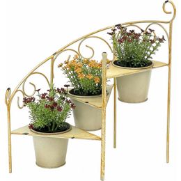 Blumentreppe Metall 38 cm Blumenständer mit 3 Töpfe 96098 Gelb Blumenständer Shabby Chic Blumensäule Pflanzenständer Pflanzentreppe - DanDiBo