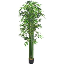 Decovego - Bambus Bambus-Strauch Kunstbaum Kunstpflanze Bambusbaum Baum Künstliche Pflanze Bamboo Künstlich Echtholzstamm Innendekoration 210 Deko cm