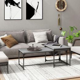 2er Couchtisch-Set, Sofatisch/Kaffeetisch für das Wohnzimmer, Wohnzimmertisch im Industrie-Design Grau Sonoma Holzwerkstoff -FV32803 - Grau