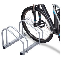 VINGO - Fahrradständer für 2-6 Fahrräder 35-60mm Reifenbreite Mehrfachständer Aufstellständer Fahrrad Ständer, Variante:2 Fahrräder - Silber