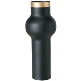 Boltze Gruppe - Schwarze Vase varnjo mit goldener Verzierung, 30 cm