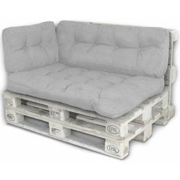Palettenkissen Palettenauflagen Sitzkissen Rückenlehne Kissen Palette Polster Sofa Couch Set Hellgrau - Sitzfläche + Rückenteil + Seitenkissen