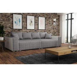 Fun Moebel - Big Sofa Couchgarnitur reggio Megasofa mit Schlaffunktion Weiss-Grau