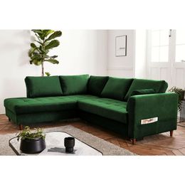 Anna – ecksofa mit schlaffunktion – 5-sitzer – moderner stil – links - grün