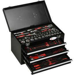 DURHAND Werkzeugkiste mit 116-teiligem Werkzeugset, mobil, verschließbar, Stahlgehäuse, 45 x 24 x 27 cm, Schwarz - Schwarz