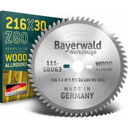 BAYERWALD WERKZEUGE - hm Kreissägeblatt - 216 x 2.8/1.8 x 30 Z80 wz neg.