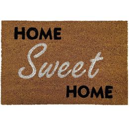 Kokos-Fußmatte - Home Sweet Home 2 - 50 x 80 cm - Rutschfest, staubfrei & effektiver Schmutzabrieb - Nature