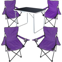 Mojawo 5-tlg Campingsessel Lila + Campingtisch-MMC330870B+4xMPO2467