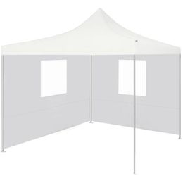 Profi-Partyzelt Faltbar, Gartenpavillon, Bierzelt UV-Schutz, Pavillon Pop-Up mit 2 Seitenwänden 2×2m Stahl Weiß KLI50995 MAISONCHIC