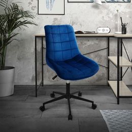 ML-Design Bürostuhl mit Rückenlehne, Blau, Sitzfläche aus Samt mit Metallgestell