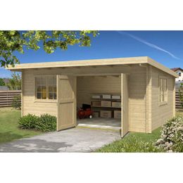 Gartenhaus 44-A Gartenhaus aus Holz , Geräteschuppen mit 44 mm Wandstärke, Gerätehütte mit Montagematerial - Naturbelassen - Alpholz