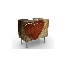MICASIA Waschbeckenunterschrank - Natural Love - Badschrank Braun Rot Größe: 55cm x 60cm