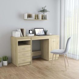Computertisch,Schreibtisch,Bürotisch Sonoma-Eiche 140x50x76 cm Holzwerkstoff VMEC348127 MAISONCHIC