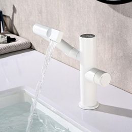 Petites Ecrevisses - Wasserhahn Bad Weiß Modern Intelligent Drehbarer Waschtisharmatur mit LED-Anzeige Warmes und Kaltes Wasser Einhand Mischbatterie