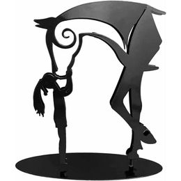 Mädchen küssende Pferdeskulptur, moderne Metall-Pferdestatue, Pferde-Schreibtisch-Dekoration, rustikales Metall-Kunstgeschenk, für den Innen- und