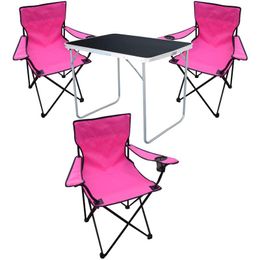 Mojawo 4-tlg Campingsessel Pink + Campingtisch-MMC330870B+3xMPO2471